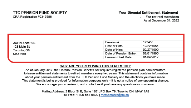 Understanding your biennial statement | TTC Pension Plan