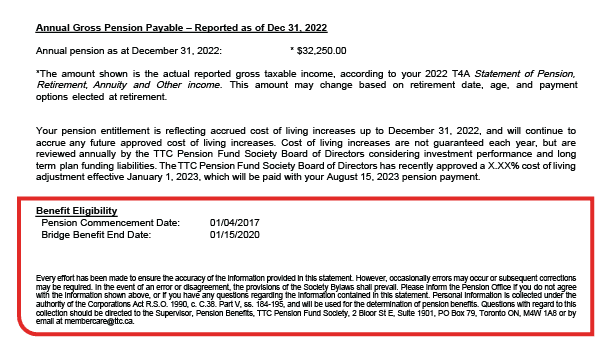 Understanding your biennial statement | TTC Pension Plan